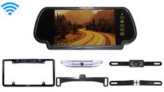 Wireless License Plate Backup Camera with Rear View Mirror Monitor