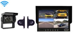 Wireless Rear View System for an RV with 3 Cameras and Split Screen Monitor